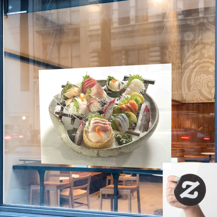Japanese Seafood Restaurant Business Window Cling | Zazzle
