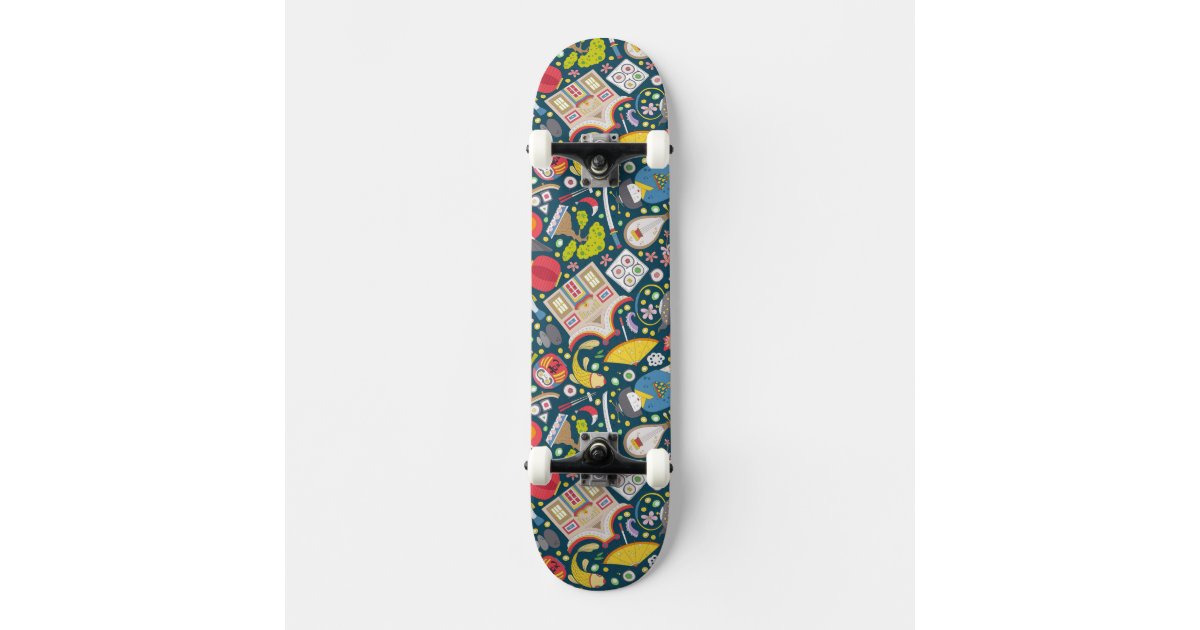 Japanese Seamless Pattern Skateboard | Zazzle