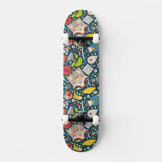 Japanese Seamless Pattern Skateboard | Zazzle