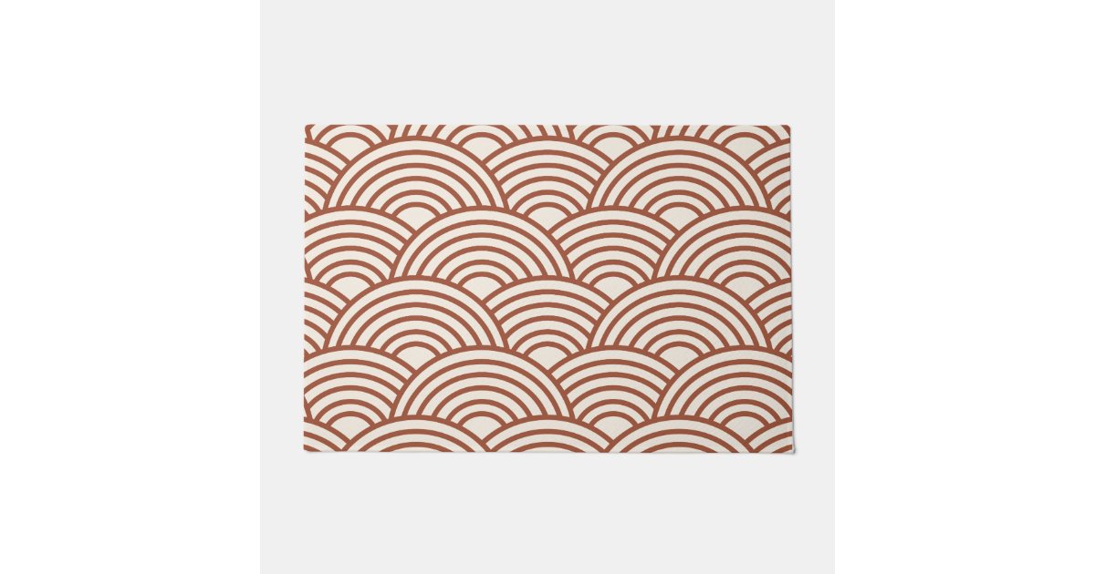 Japanese Seigaiha Wave Rust Terracotta Doormat | Zazzle
