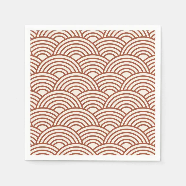 Japanese Seigaiha Wave Rust Terracotta Napkins | Zazzle