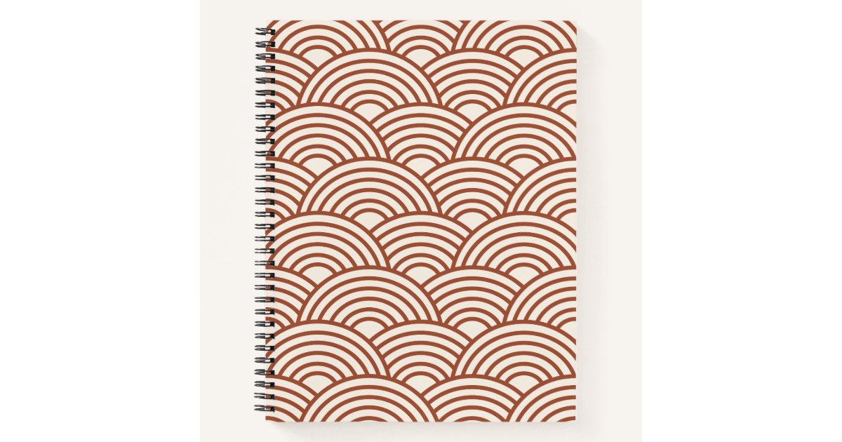 Japanese Seigaiha Wave Rust Terracotta Notebook | Zazzle