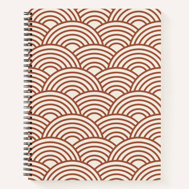 Japanese Seigaiha Wave Rust Terracotta Notebook | Zazzle