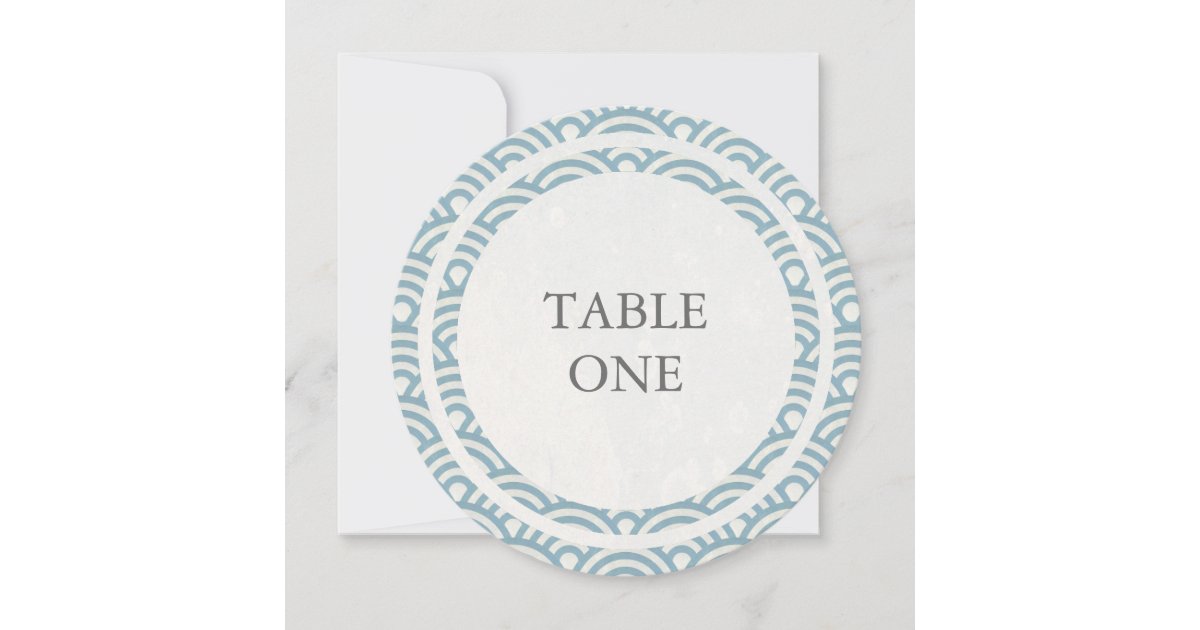 Japanese Seigha Stylized Waves Round Table Number | Zazzle
