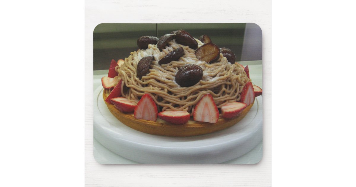 Japanese Spaghetti & Strawberry Cake Mouse Pad | Zazzle