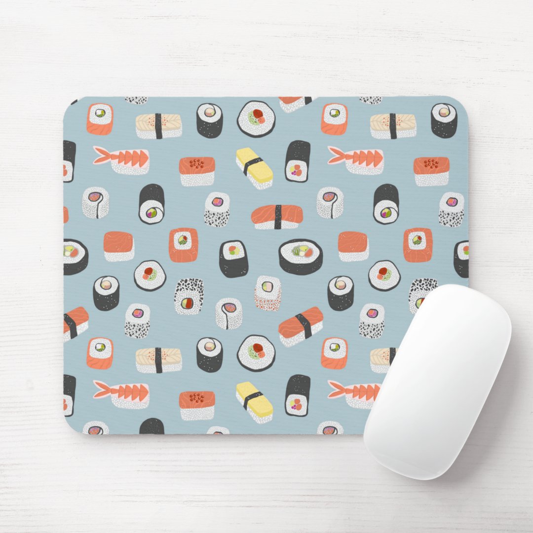 Japanese Sushi Food Art Pattern Mouse Pad | Zazzle