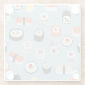 Japanese Sushi Nigiri Maki Roll Patterned Glass Coaster | Zazzle