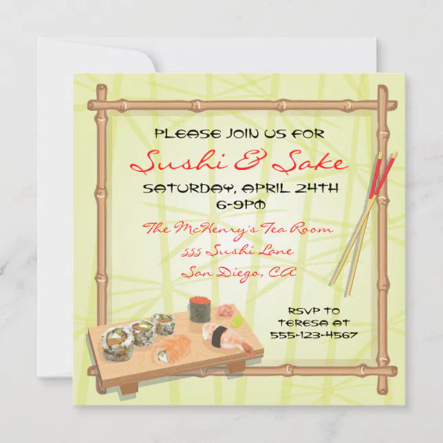Japanese Sushi party invitations | Zazzle