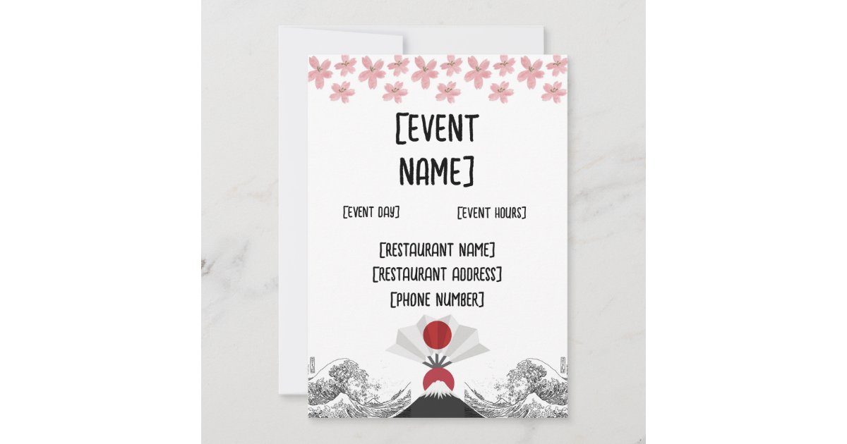 Japanese sushi restaurant event and inauguration invitation | Zazzle