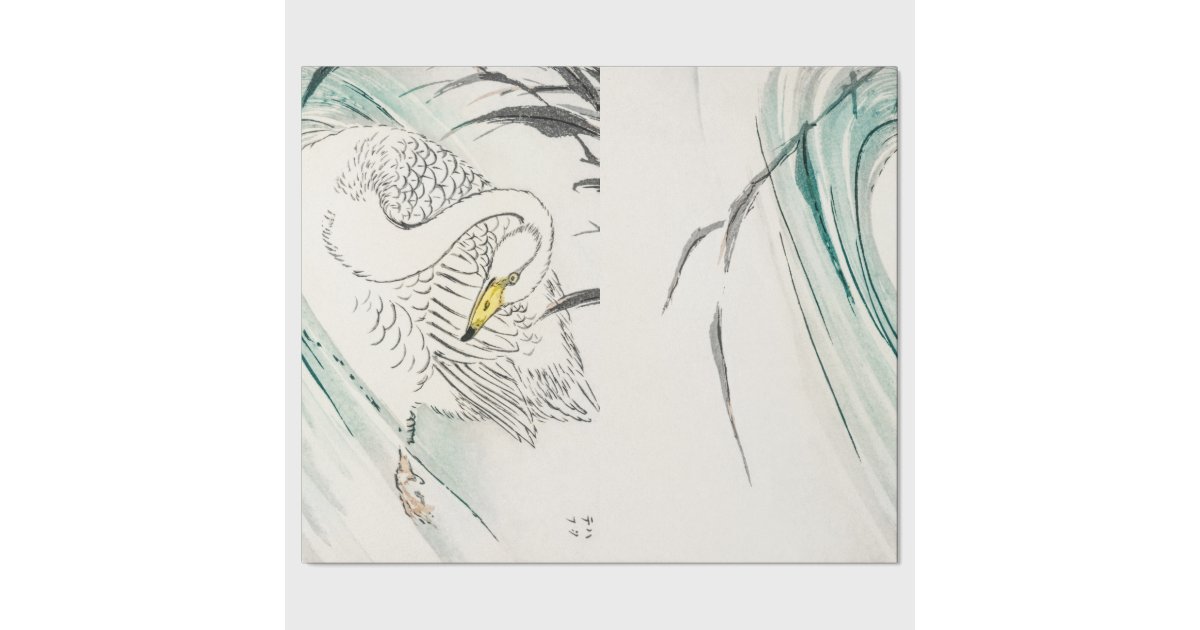 JAPANESE SWAN WOODBLOCK PRINT WRAPPING PAPER | Zazzle