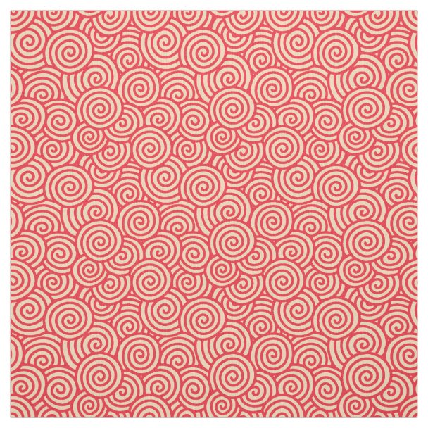 Japanese swirl pattern - deep red and white fabric | Zazzle