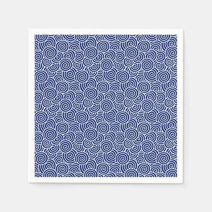 Japanese swirl pattern - navy blue and white paper napkins | Zazzle.com