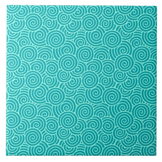 Japanese swirl pattern - turquoise and aqua tile | Zazzle.com