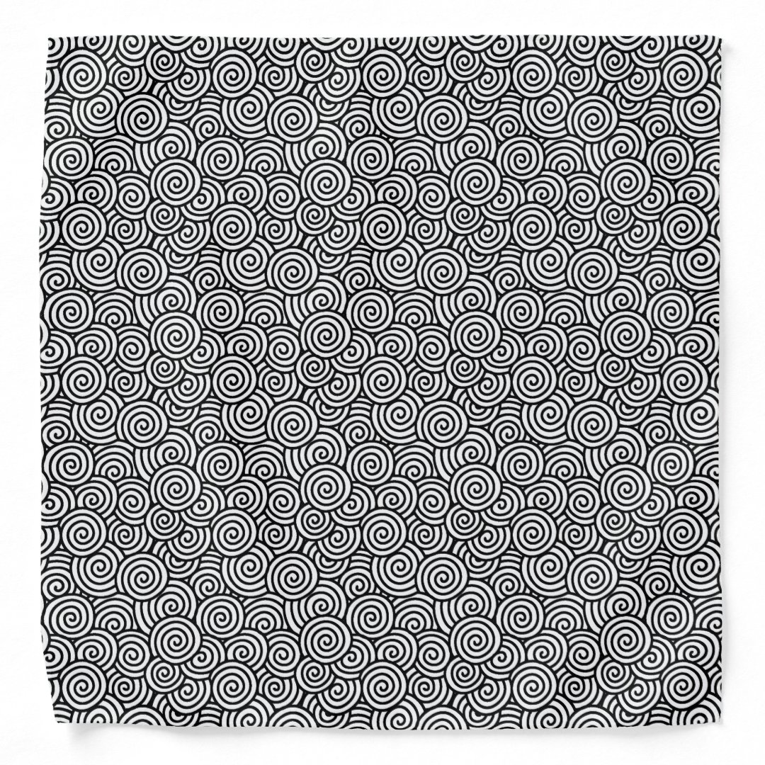 Japanese swirl pattern - white and black bandana | Zazzle