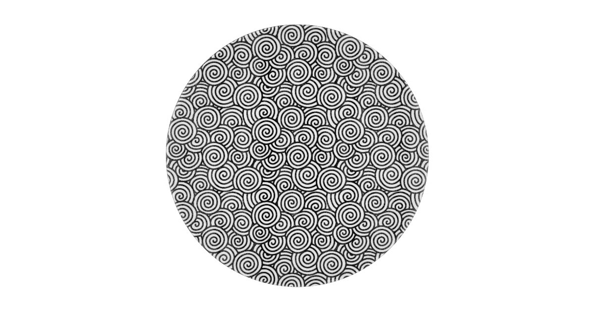 Japanese swirl pattern - white and black cutting board | Zazzle