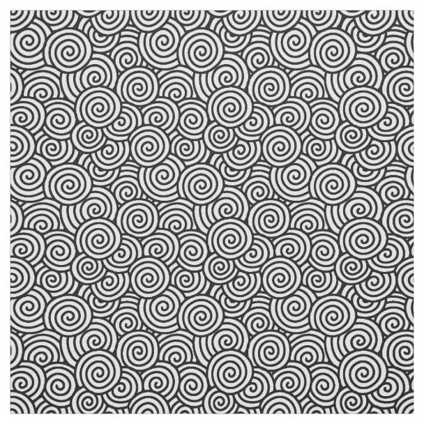 Japanese swirl pattern - deep red and white fabric | Zazzle