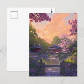 Japanese Temple in the Enchanted Garden Postcard | Zazzle