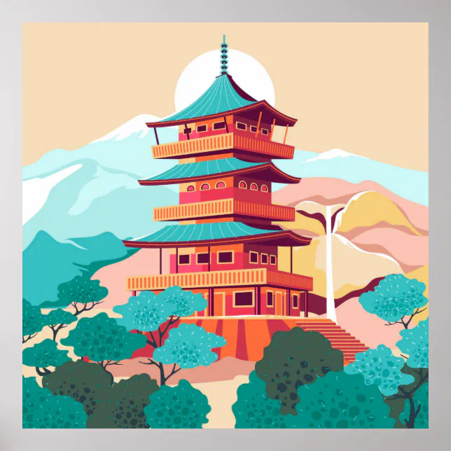 Japanese Temple Poster | Zazzle