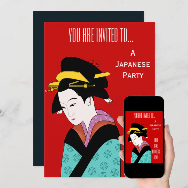Japanese themed Geisha Japan party Invitation | Zazzle