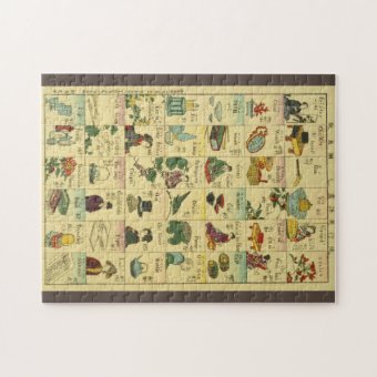 Japanese to english pictorial flashcard poster jigsaw puzzle | Zazzle