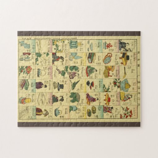 Japanese to english pictorial flashcard poster jigsaw puzzle | Zazzle