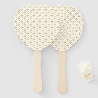 Japanese Traditional Design2 -SHIPPO- White&Gold Hand Fan | Zazzle