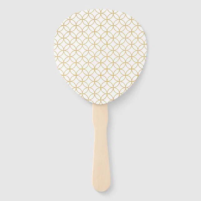 Japanese Traditional Design2 -SHIPPO- White&Gold Hand Fan | Zazzle