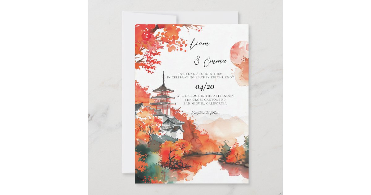 Japanese Traditional KYOTO Landscape Wedding Invitation | Zazzle