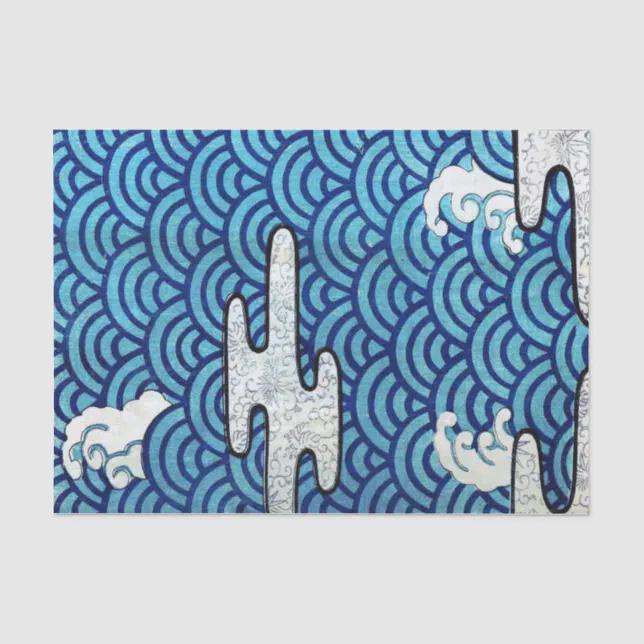Japanese Traditional Wave Pattern Tissue Paper | Zazzle