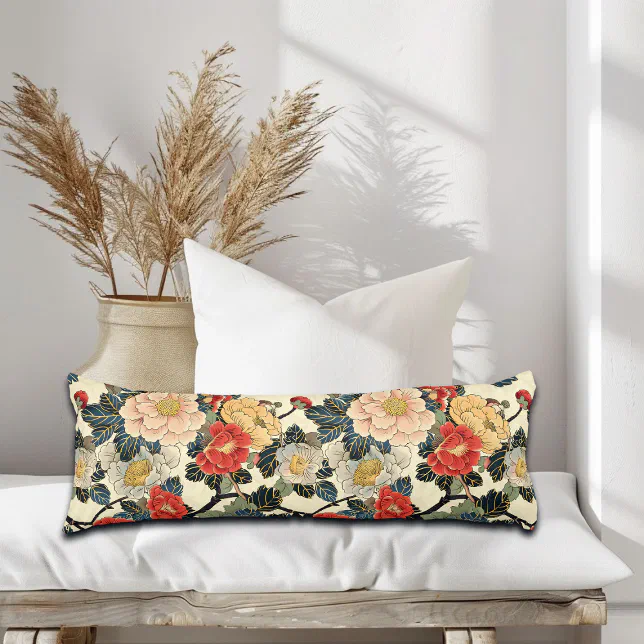 Japanese Ukiyo-E Art Floral Pattern Body Pillow | Zazzle