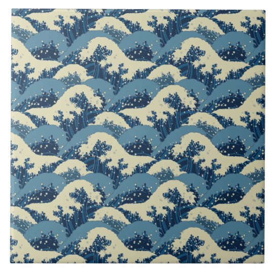 Japanese wave pattern ceramic tile | Zazzle.com