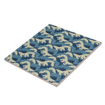 Japanese wave pattern ceramic tile | Zazzle