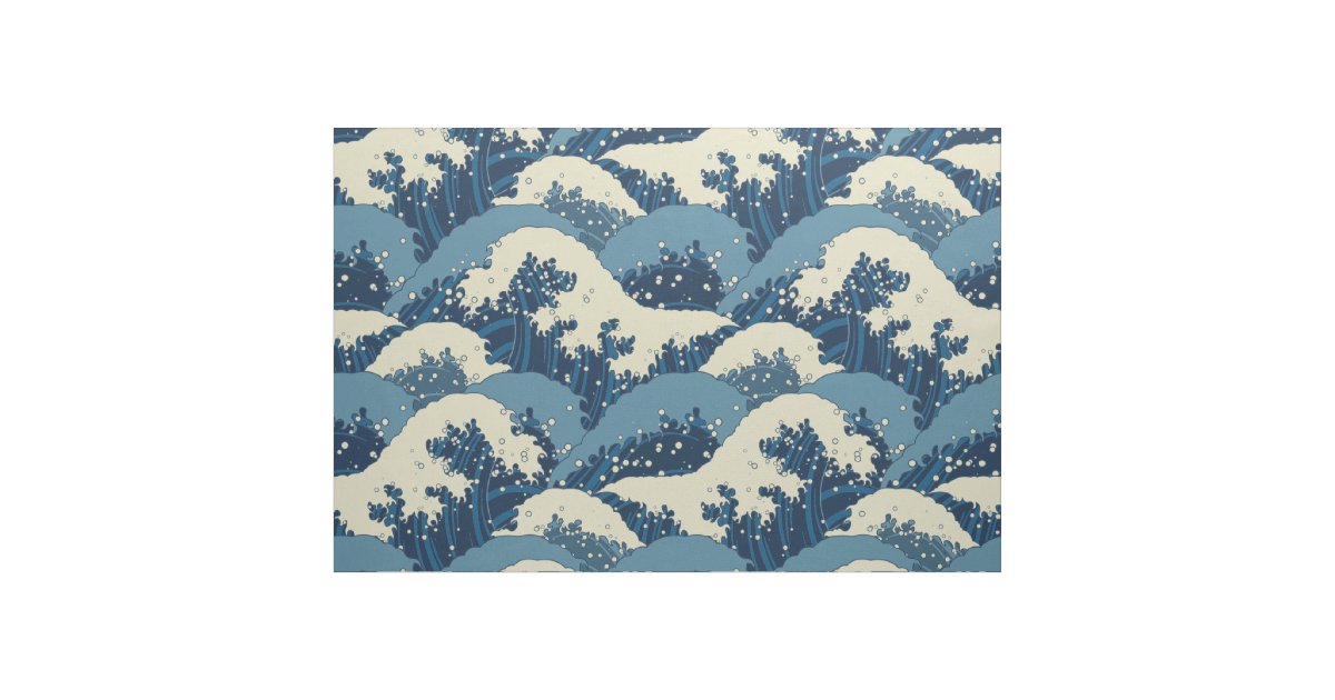 Japanese wave pattern fabric | Zazzle
