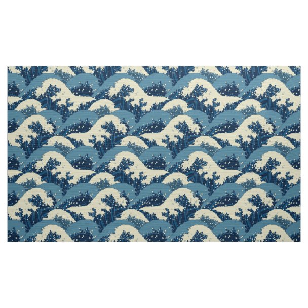 Japanese wave pattern fabric | Zazzle