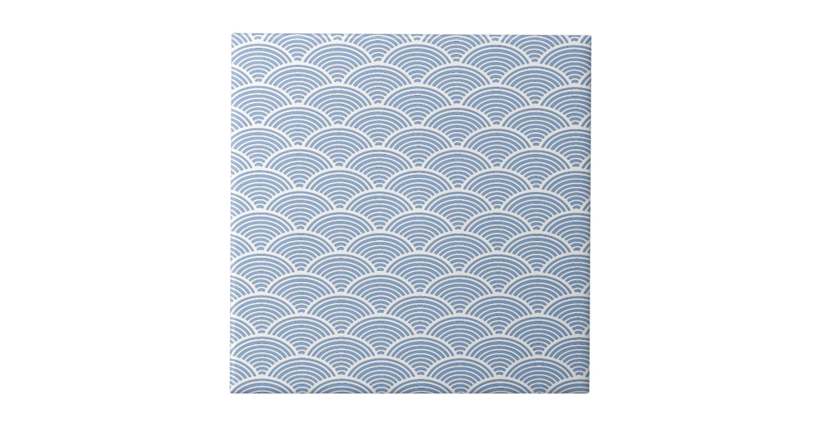 Japanese Wave Pattern in Blue and White Ceramic Tile | Zazzle