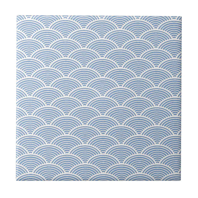 Japanese Wave Pattern in Blue and White Ceramic Tile | Zazzle