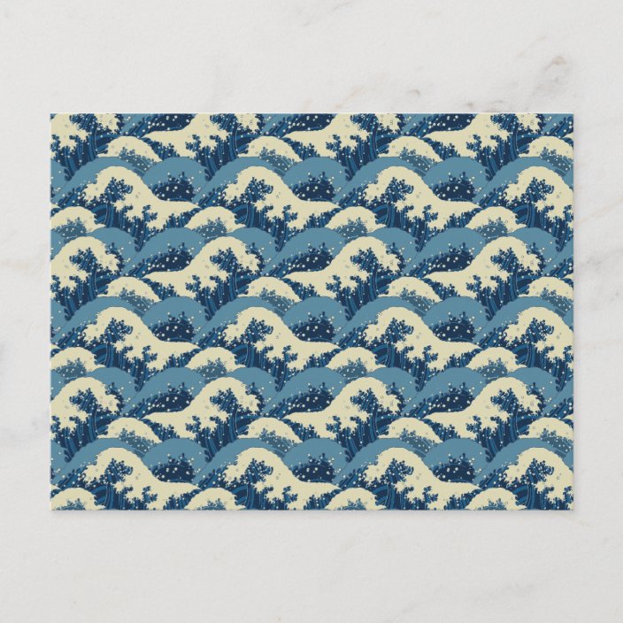 Japanese wave pattern postcard | Zazzle.com