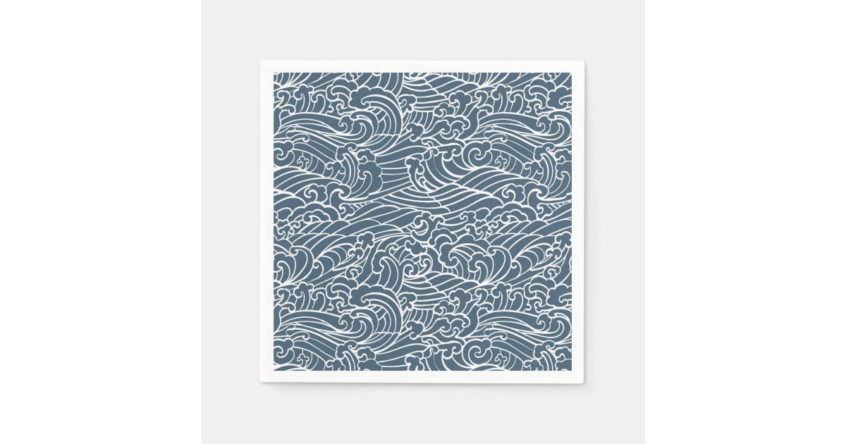 Japanese Wave Style Pattern Napkins | Zazzle