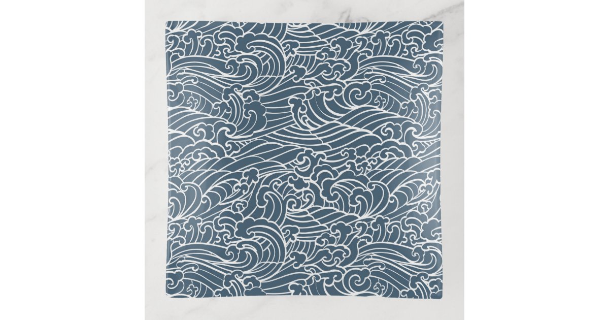 Japanese Wave Style Pattern Trinket Tray | Zazzle