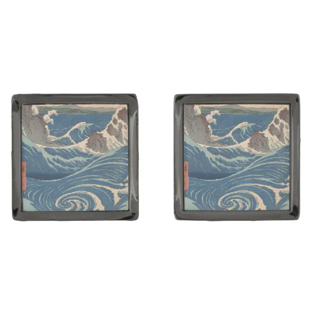 Japanese Waves Naruto Whirlpool Artwork Cufflinks | Zazzle
