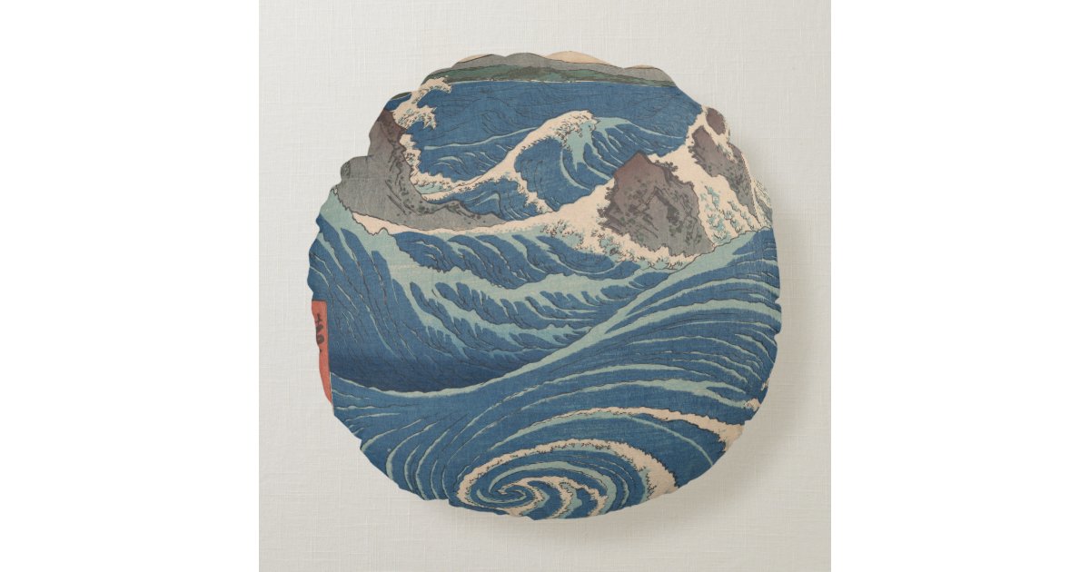 Japanese Waves Naruto Whirlpool Artwork Round Pillow | Zazzle