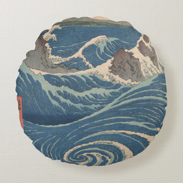 Japanese Waves Naruto Whirlpool Artwork Round Pillow | Zazzle