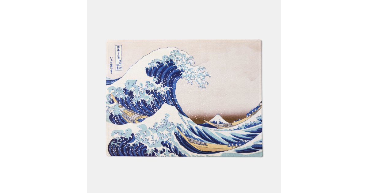 Japanese Waves Welcome Mat | Zazzle
