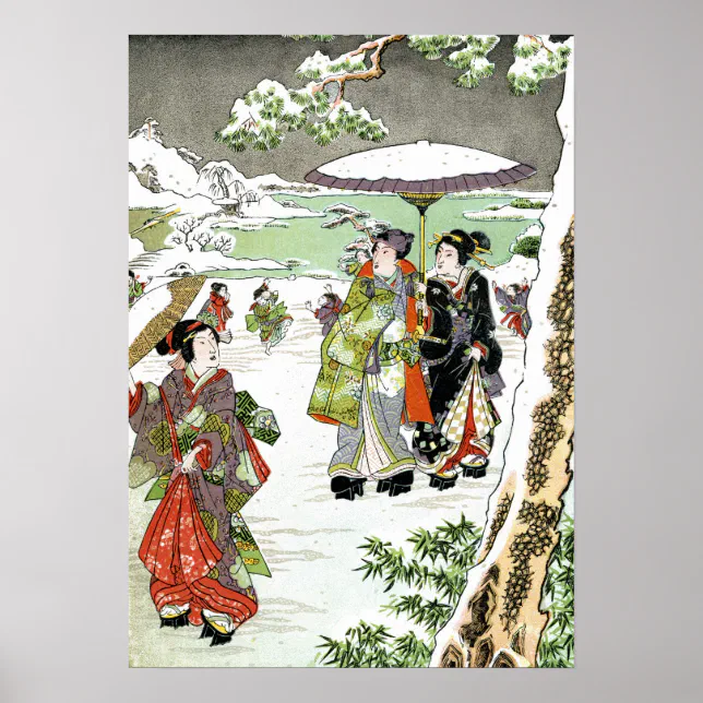 Japanese Winter Scene Poster | Zazzle