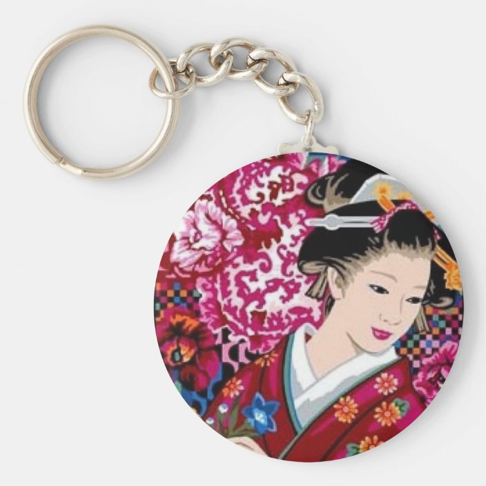 Japanese Woman in Kimono Keychain | Zazzle.com