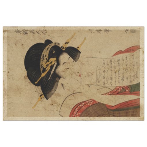 Japanese Women Reading Letter Ukiyo Style Tissue Paper | Zazzle