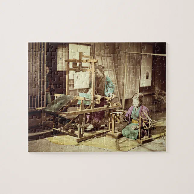 Japanese women weaving, c.1890 (hand-coloured phot jigsaw puzzle | Zazzle