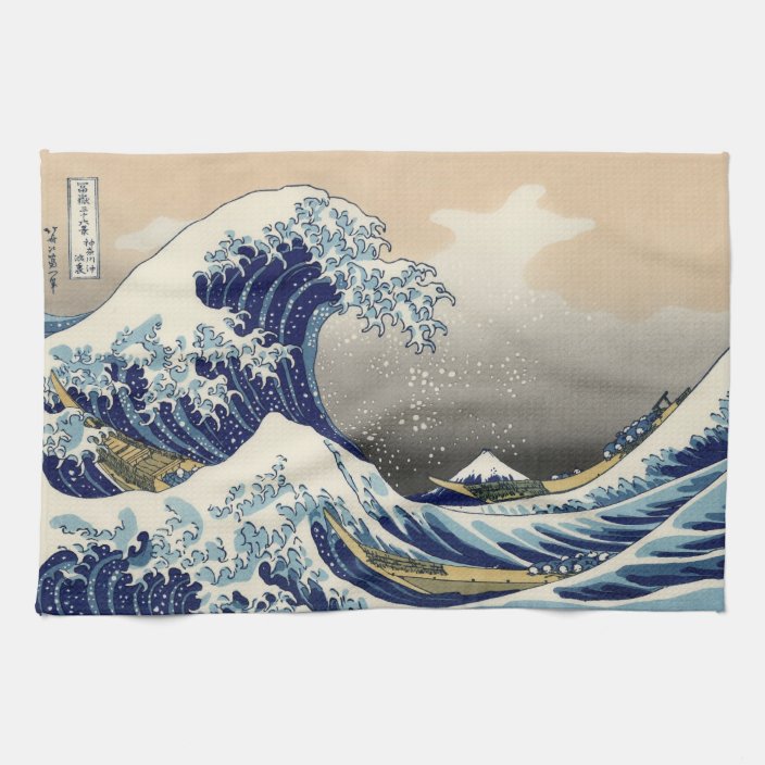 Japanese Woodblock: Big Wave off Kanagawa Towel | Zazzle.com
