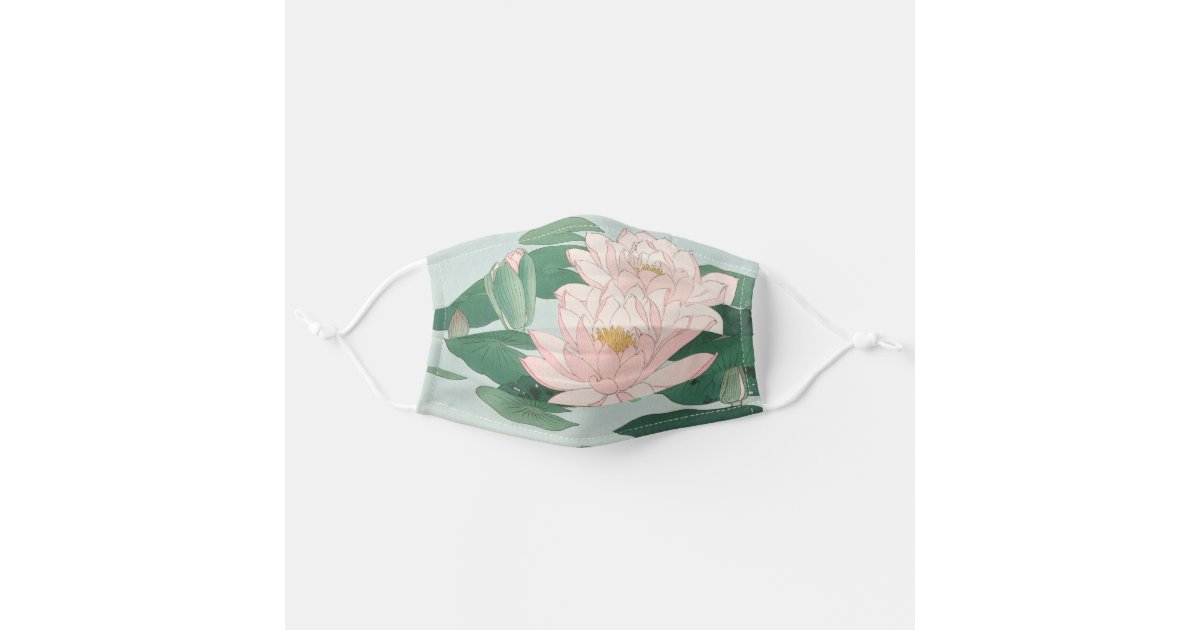Japanese Woodblock Water Lily Lilies Adult Cloth Face Mask | Zazzle