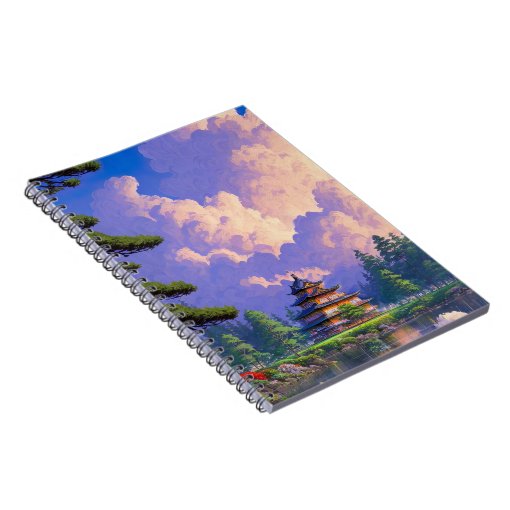 Japanese Wooden Castle by the Enchanting Lake Notebook | Zazzle
